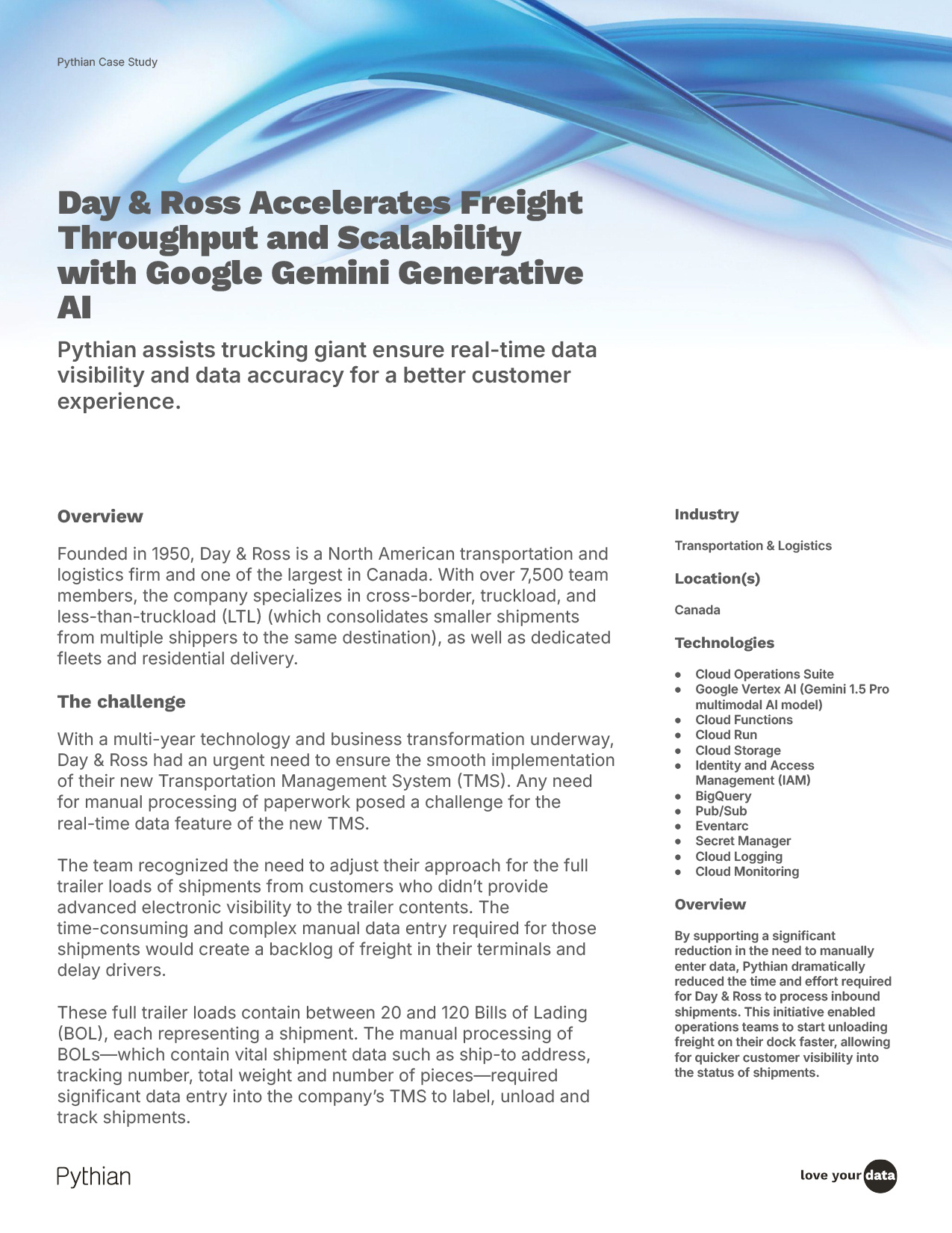 Day & Ross Freight Optimization with Google Gemini AI | Pythian | Case Study