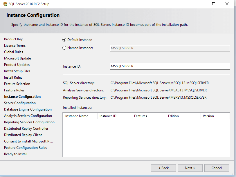 Installing SQL server 2016 - standalone instance - new features