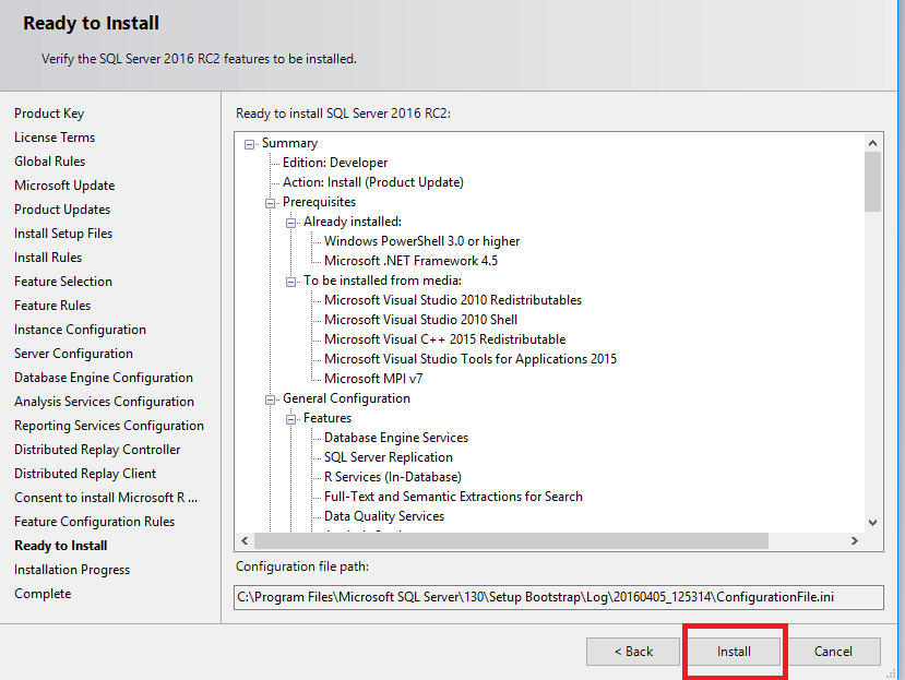 Installing SQL server 2016 - standalone instance - new features