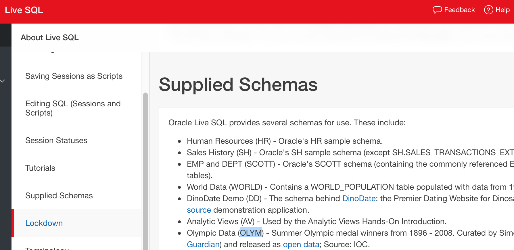 Oracle Live SQL revised