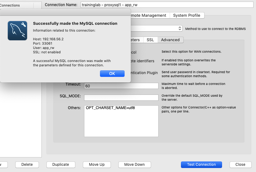 Using MySQL Workbench to Connect Through ProxySQL 2