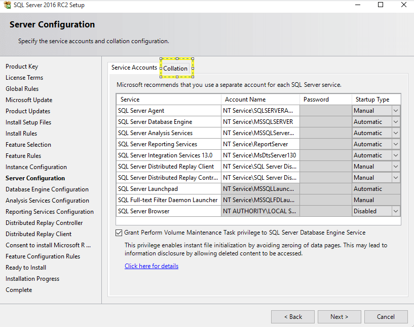 Installing SQL server 2016 - standalone instance - new features