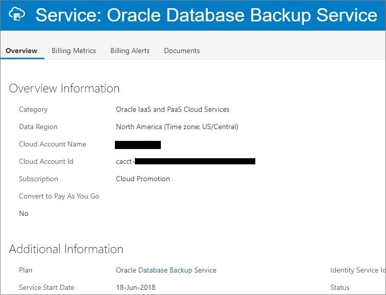 Getting started with Oracle Database Backup Service in 2018