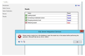 How to fix SSIS deployment error "please create a master key"