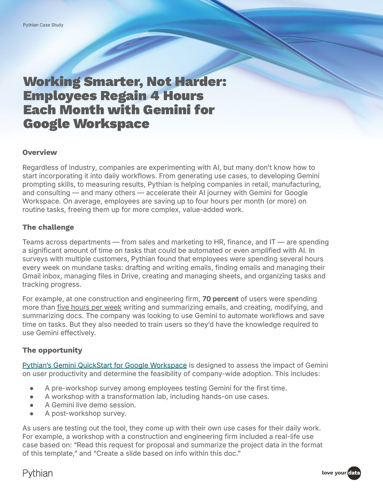 Gemini for Google Workspace | Pythian | Case Study