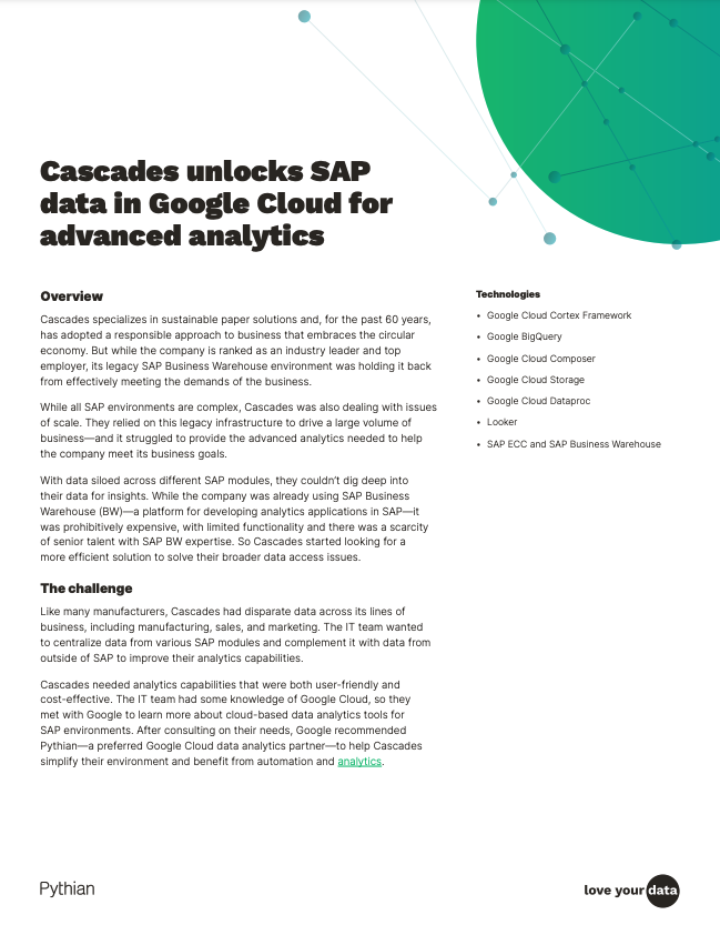 Cascades unlocks SAP data in Google Cloud for advanced analytics | Pythian